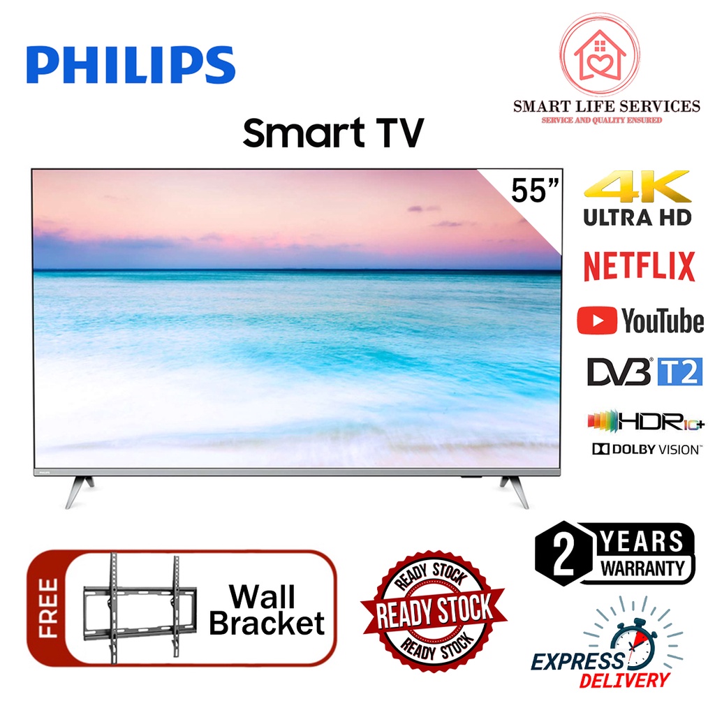 Philips 55" / 65" 6654 Series 4K UHD LED Smart TV Pixel Precise Ultra ...