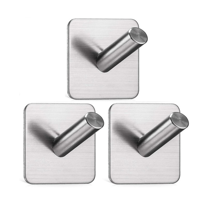Stainless Steel 3M Wall Hook Heavy Duty No Drill Self Adhesive Hook ...