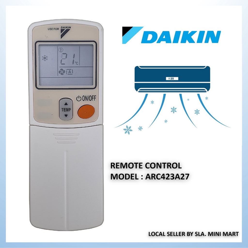 DAIKIN ARC423A27 AIRCOND REMOTE CONTROL FOR DAIKIN REPLACEMENT | Shopee ...