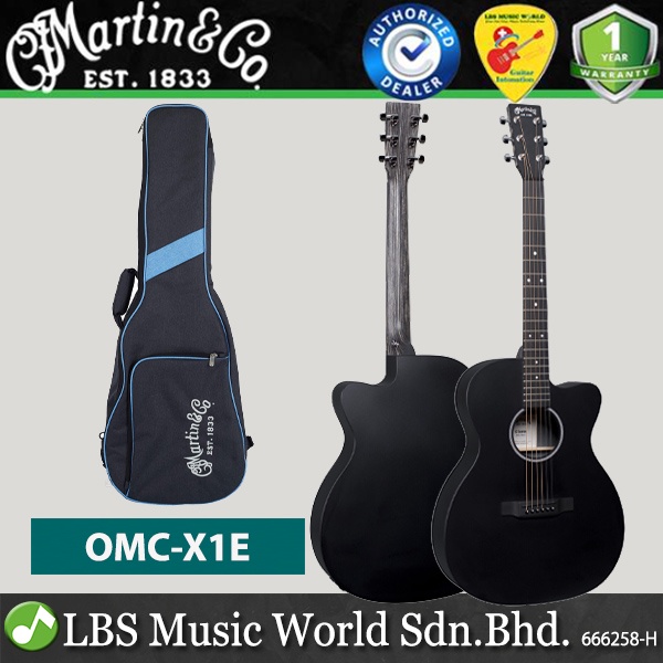Martin OMC-X1E Auditorium Acoustic Electric Guitar with Gig Bag - Black ...