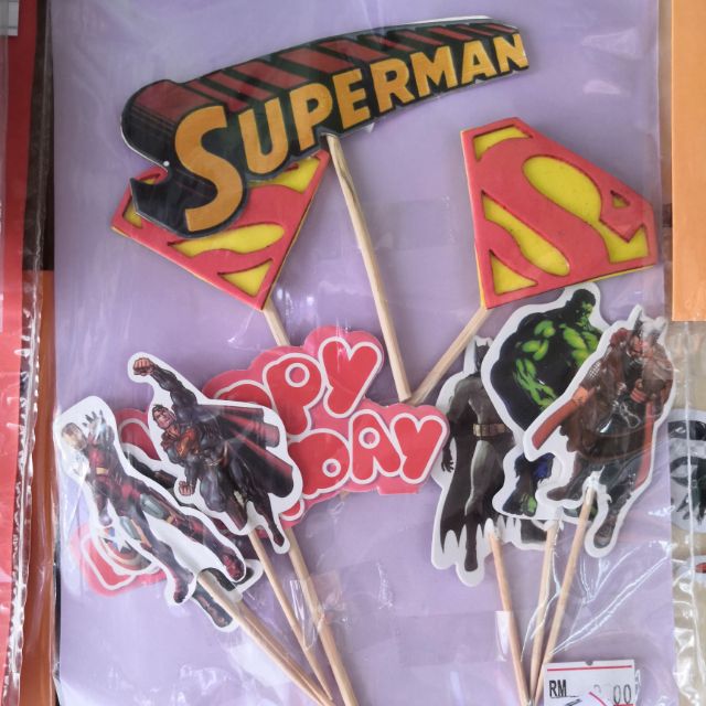 Superman stick cake topper (1set) | Shopee Malaysia
