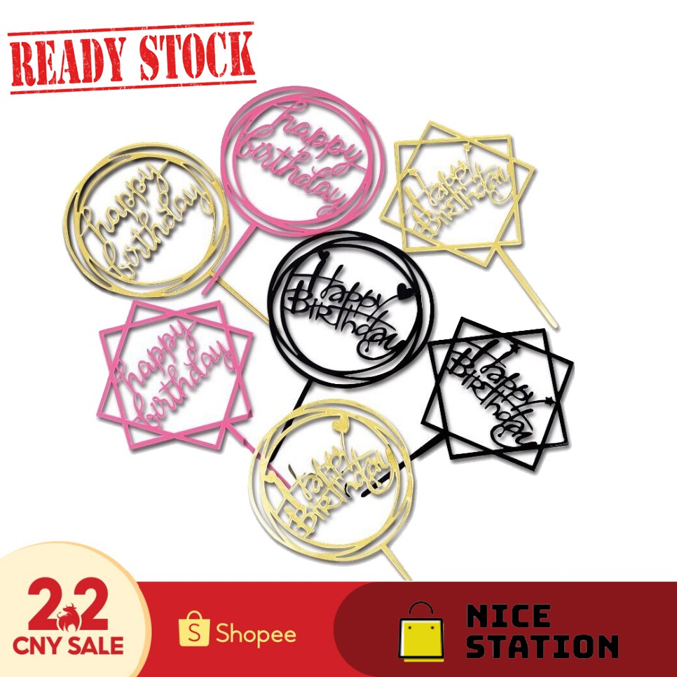 Cake Topper Birthday Cake Cupcakes Party Wedding Decoration | Shopee ...