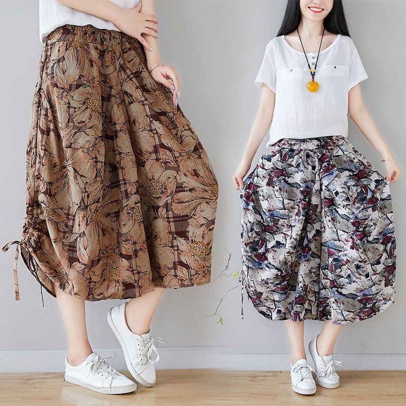 2024 Bloomers Wide-Leg Cotton Linen Large Size Retro Style Chinese ...