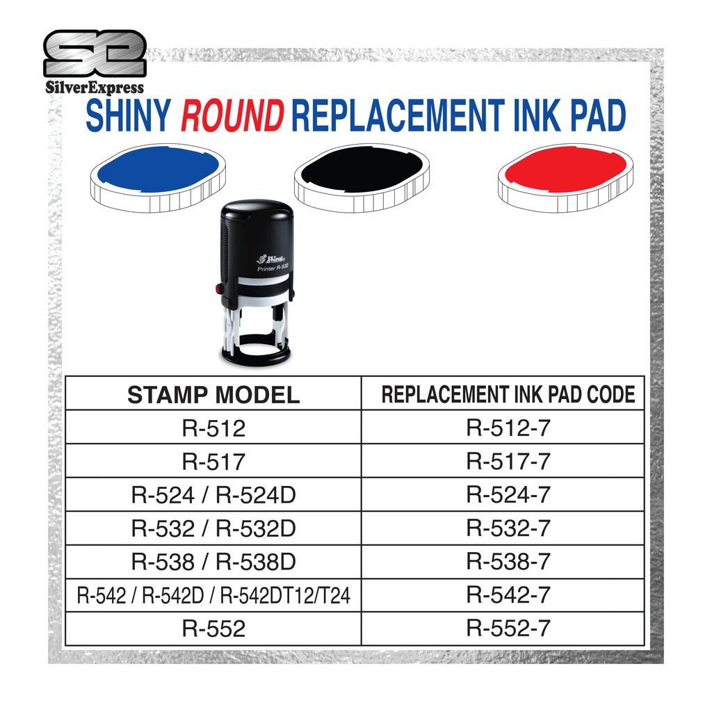 SHINY ROUND CHOP REPLACEMENT INK PAD / R-512-7 / R-517-7 / R-524-7 / R-532-7 / R-542-7 / R-552-7 ...