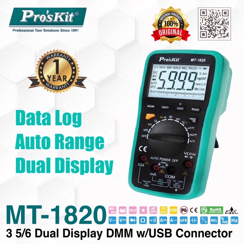 Pro’skit MT-1820 3 5/6 Dual Display DMM w/USB Connector | Shopee Malaysia