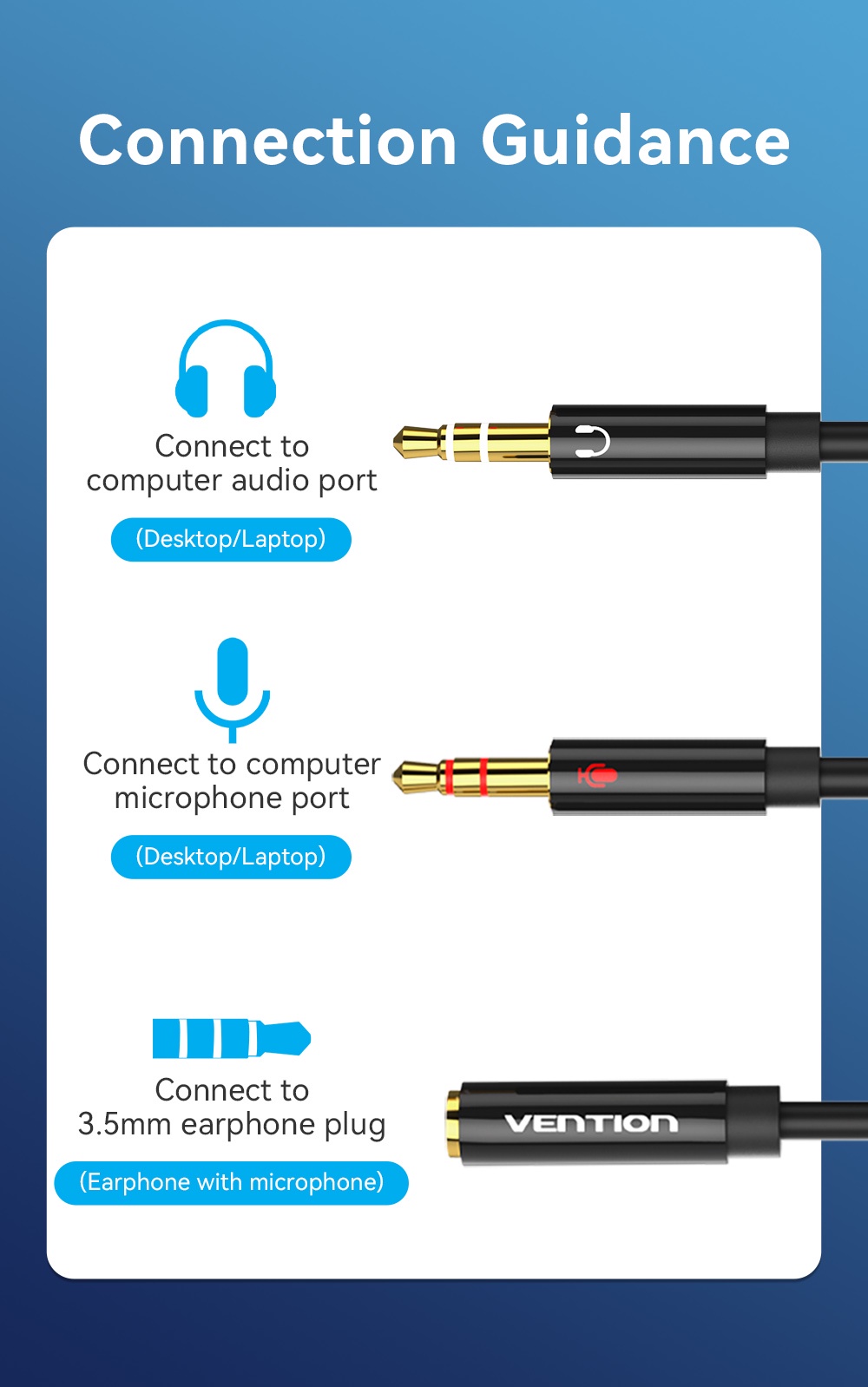 Vention Audio Cable 2 TRS 3.5mm Male to Female Audio Cable Phone Call ...