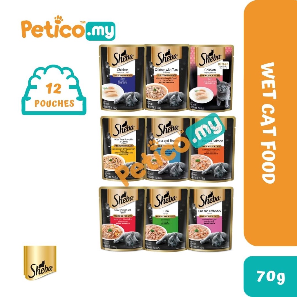 Sheba Pouch Tuna 70g Pouch Wet Cat Food x12 | Makanan Kucing Basah ...