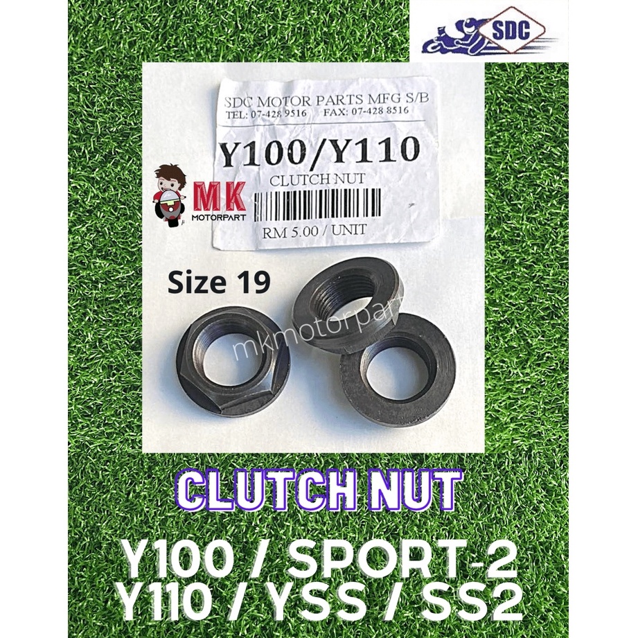 (1PC) CLUTCH NUT ( Size 19 ) Yamaha Y100 / Sport 2 / Y110 / YSS 2 / SS Two [ 90179-14469 ...