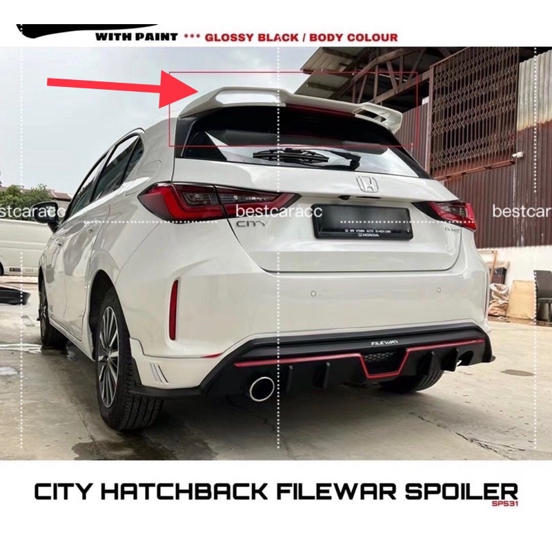 🔥CITY HATCHBACK FILEWAR SPOILER Fiber GLOSSY BLACK | Shopee Malaysia