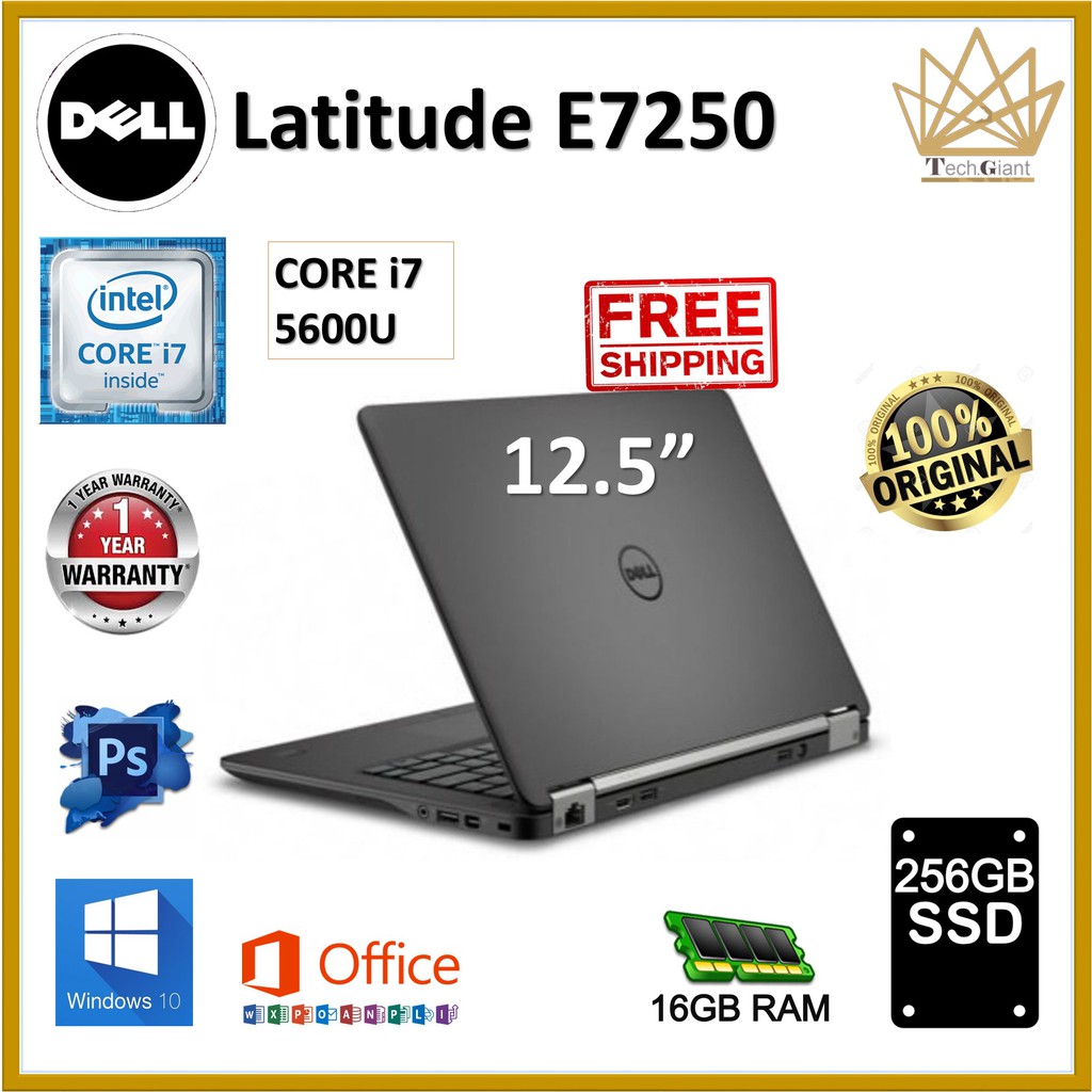 DELL Latitude E7250 CORE i7 5th GEN / 8GB RAM / 256GB SSD / 12.5 inch ...