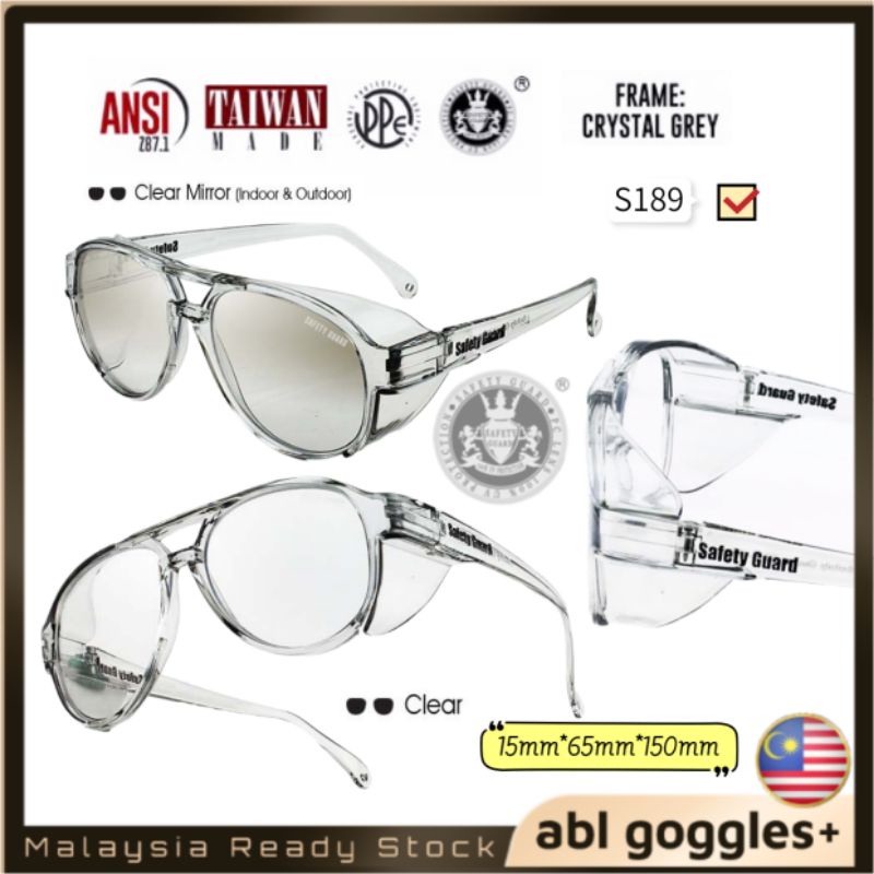 Industrial Glasses Safety Guards Crystal Grey Frame Work Eyewear ...