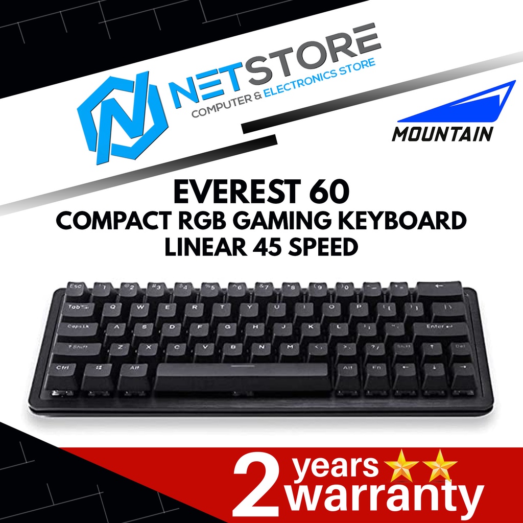 MOUNTAIN EVEREST 60 COMPACT RGB GAMING KEYBOARD LINEAR 45 SPEED SWITCH ...