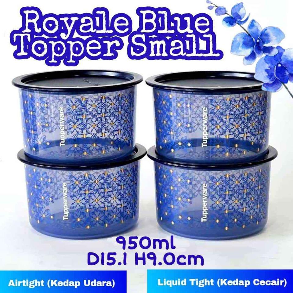 *950ml 2pcs*Tupperware Royale Blue One Touch OT Topper Junior 600ml/Topper Small 950ml/Canister ...