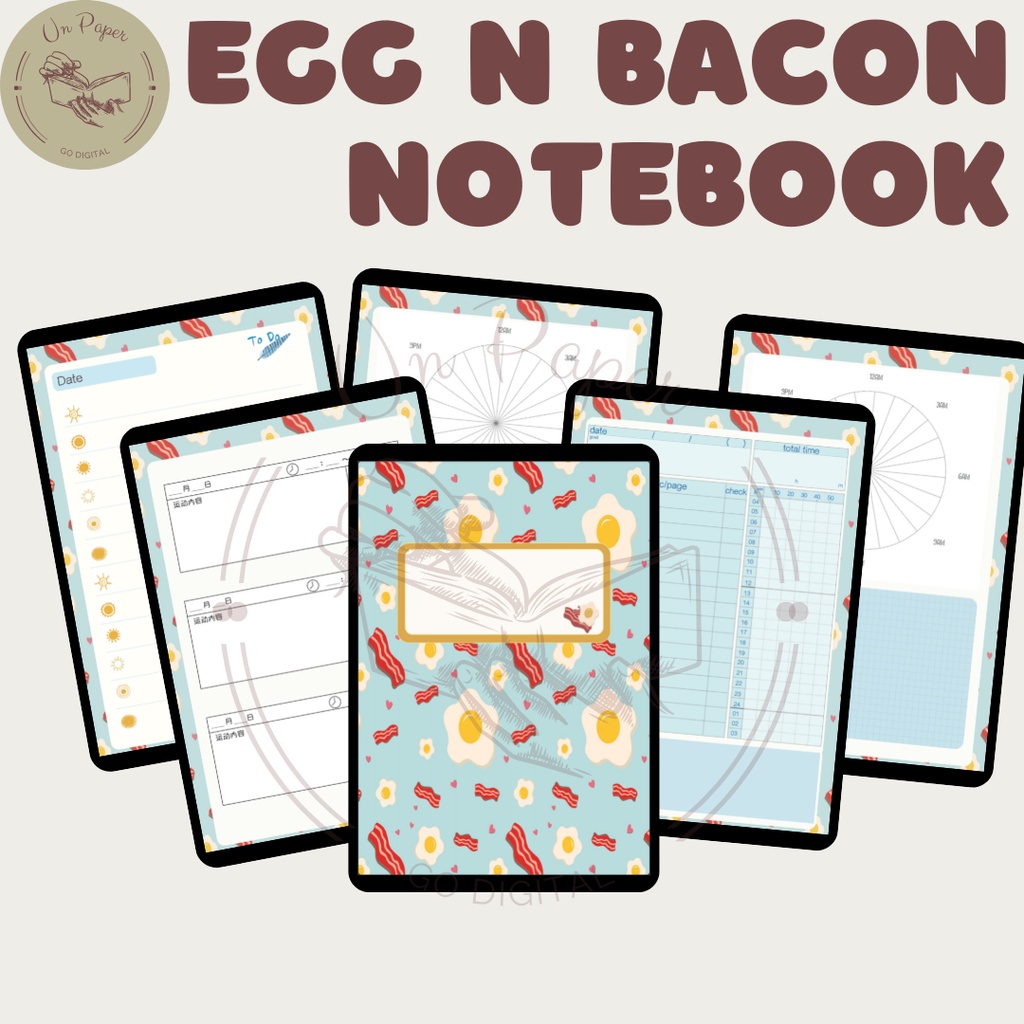 Egg n Bacon cute Digital note template ipad goodnotes notability ...