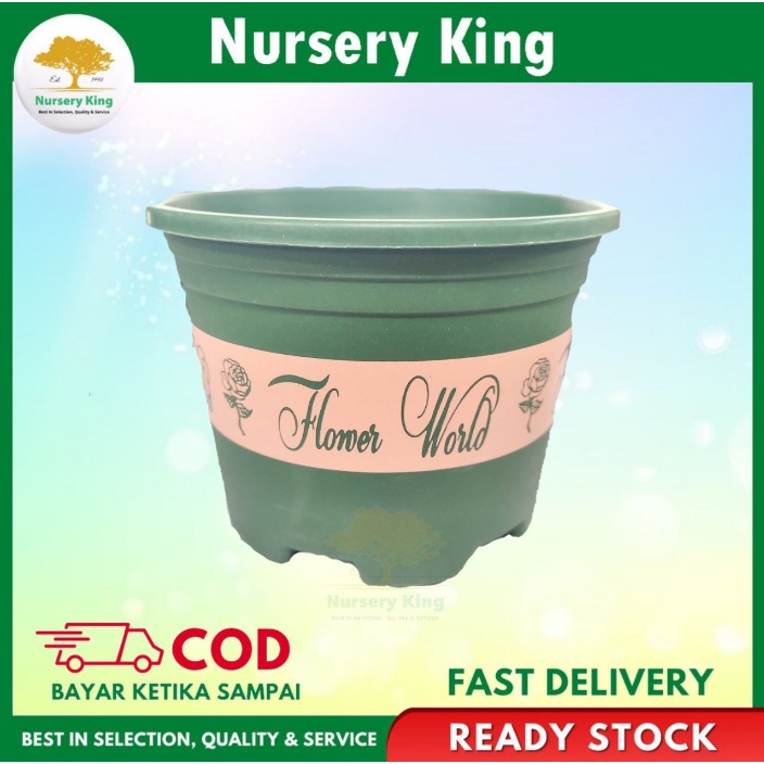 Pasu Bunga Besar Plastik Flower World Big Wide Plastic Pot Indoor ...