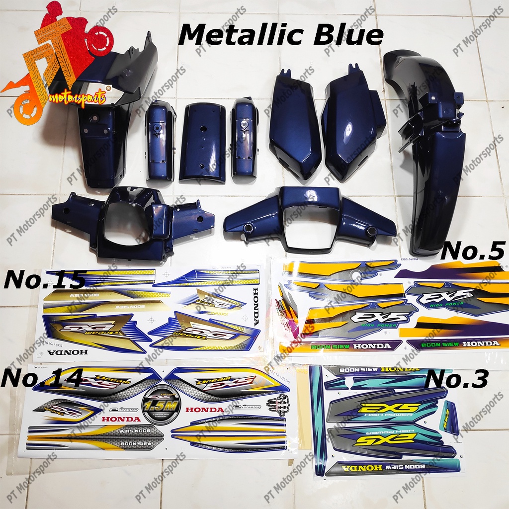 Honda Ex5 Dream Cover Set Metallic Blue Biru lama Sekali Sticker Siap ...