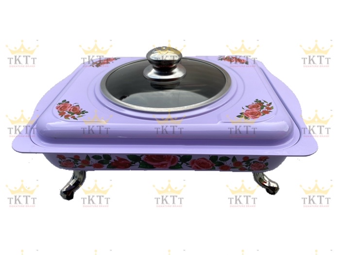 TKTT 35x27 Curve Cut Colourful Stainless Steel Embossed Buffet Food Pan ...