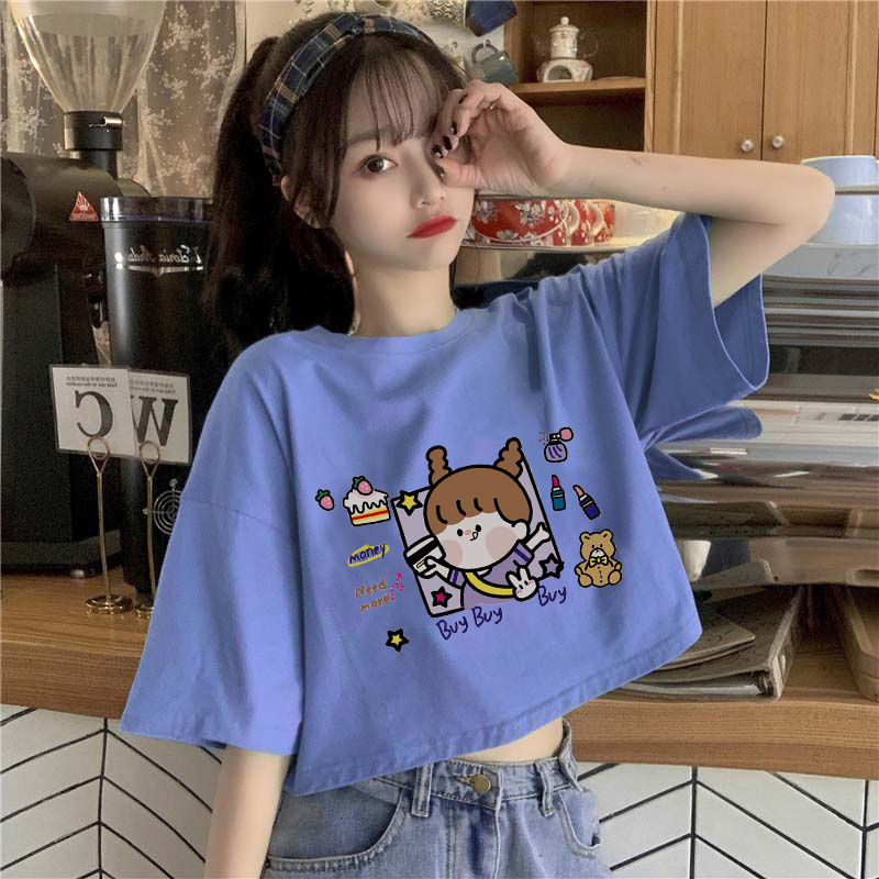 2021 new crop top cartoon short sleeve T-shirt for spring | Shopee Malaysia