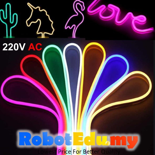 1Meter AC220V 2835 Flex LED Neon Strip Light Silicone Tube 8mm*16mm ...