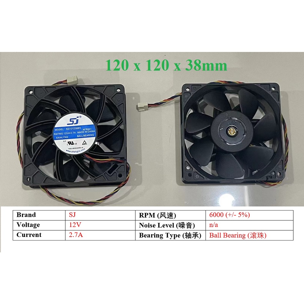 [Ready Stock] 120mm x 120mm x 38mm for PC use / Antminer Miner Fans ...