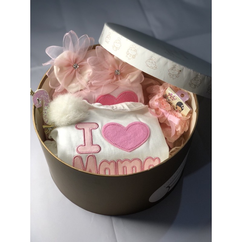 baby full moon gift set 女宝宝两件衣服+ 袜子+发带的满月礼盒 | Shopee Malaysia