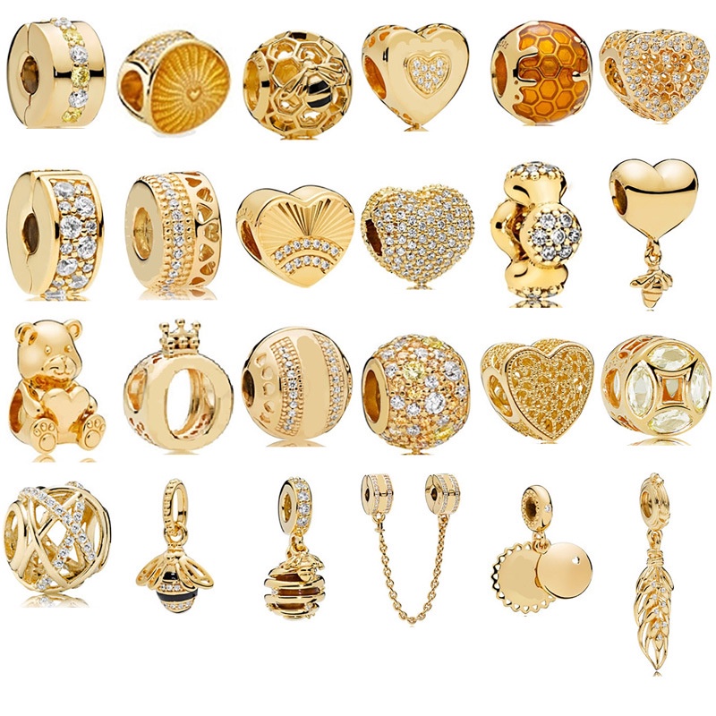 COD Gold Bead Series Bee Hive Charm Hollow Crown Heart Gold Plated Diy ...
