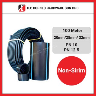 TEC [100 Meter] 20mm 25mm 32mm PN10 PN12.5 HDPE Poly PP Pipe Black NON SIRIM Polypaip Polypipe ...