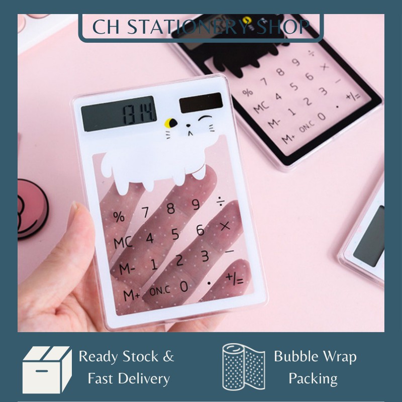 Transparent Colourful Cute Solar Power Keypad Touch Screen Calculator ...