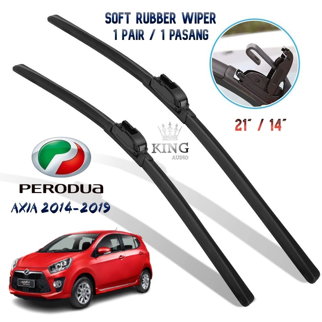 Perodua Axia 2014 - 2019 Heavy Duty Soft Rubber Material Wiper 1 Pasang ...