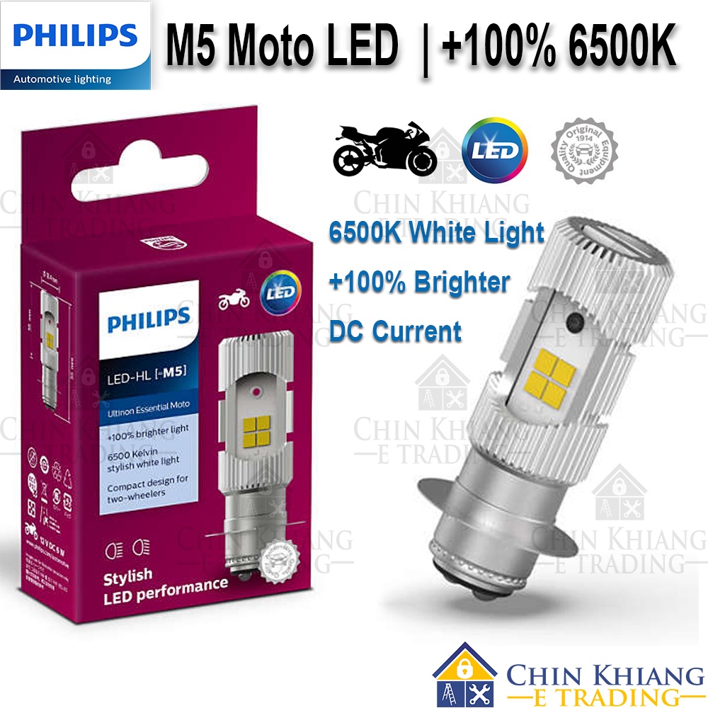 Philips M5 6500K Original Ultinon Essential Moto LED Headlight Bulb ...