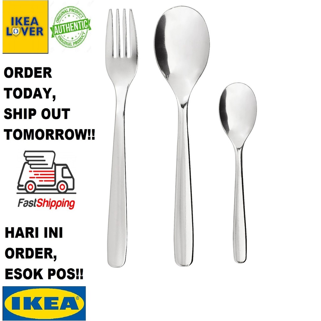 IKEA MOPSIG 12-piece cutlery set / Set sudu, garfu, sudu teh 12 pcs ...