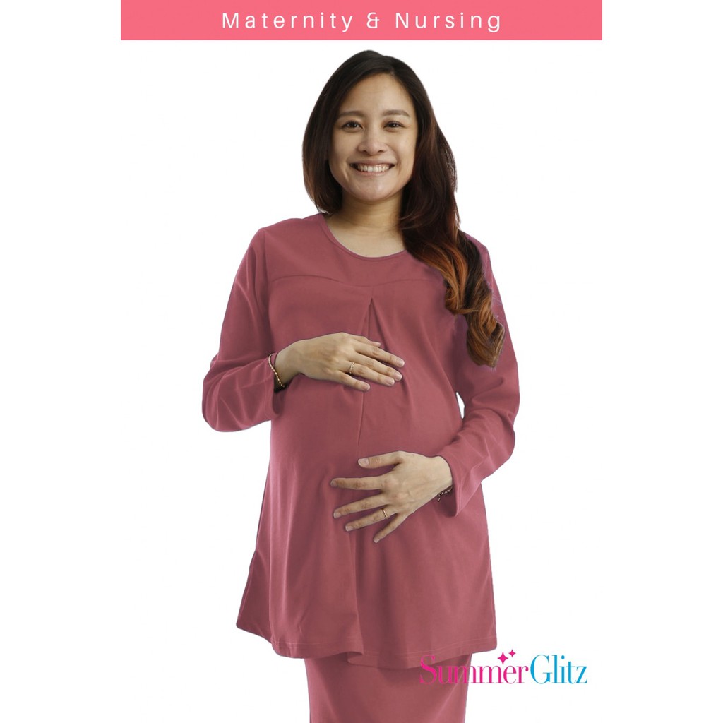 SUMMERGLITZ Maternity Blouse Ironless Nursing Blouse Baju Pregnant ...