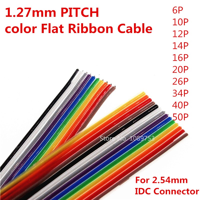 1Meter 10P/12P/14P/16P/20P/26P/34P/40P/50P 1.27mm PITCH Color Flat ...
