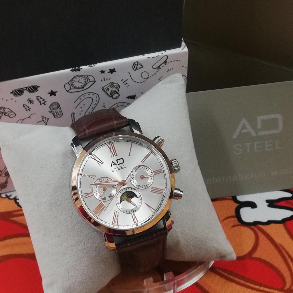 [READY STOCK] AD STEEL MEN WATCH 08 *ROSE GOLD{ROMAN} WITH BROWN ...