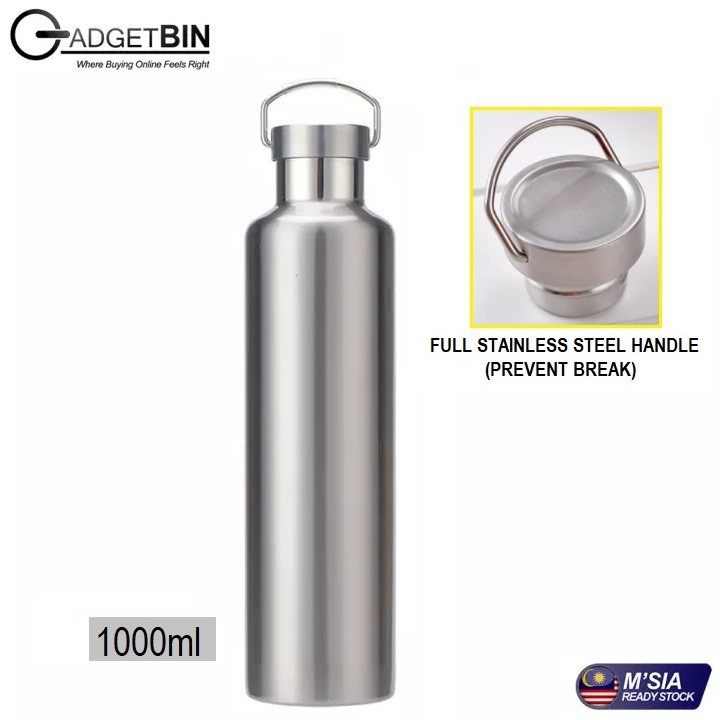 1000ml 304 Stainless Steel Vacuum Flask Thermos Bottle 24H Long Insulation Anti-Leak Drinking ...