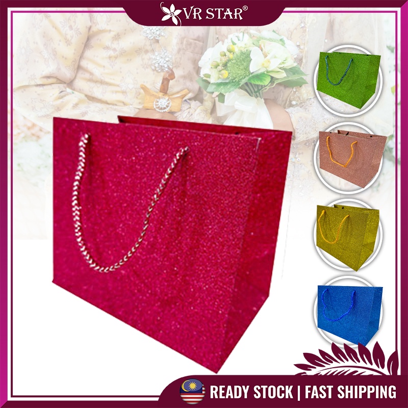VRstar 10pcs Glitter Paper Bag Doorgift Beg Goodies Kahwin Beg Kertas ...