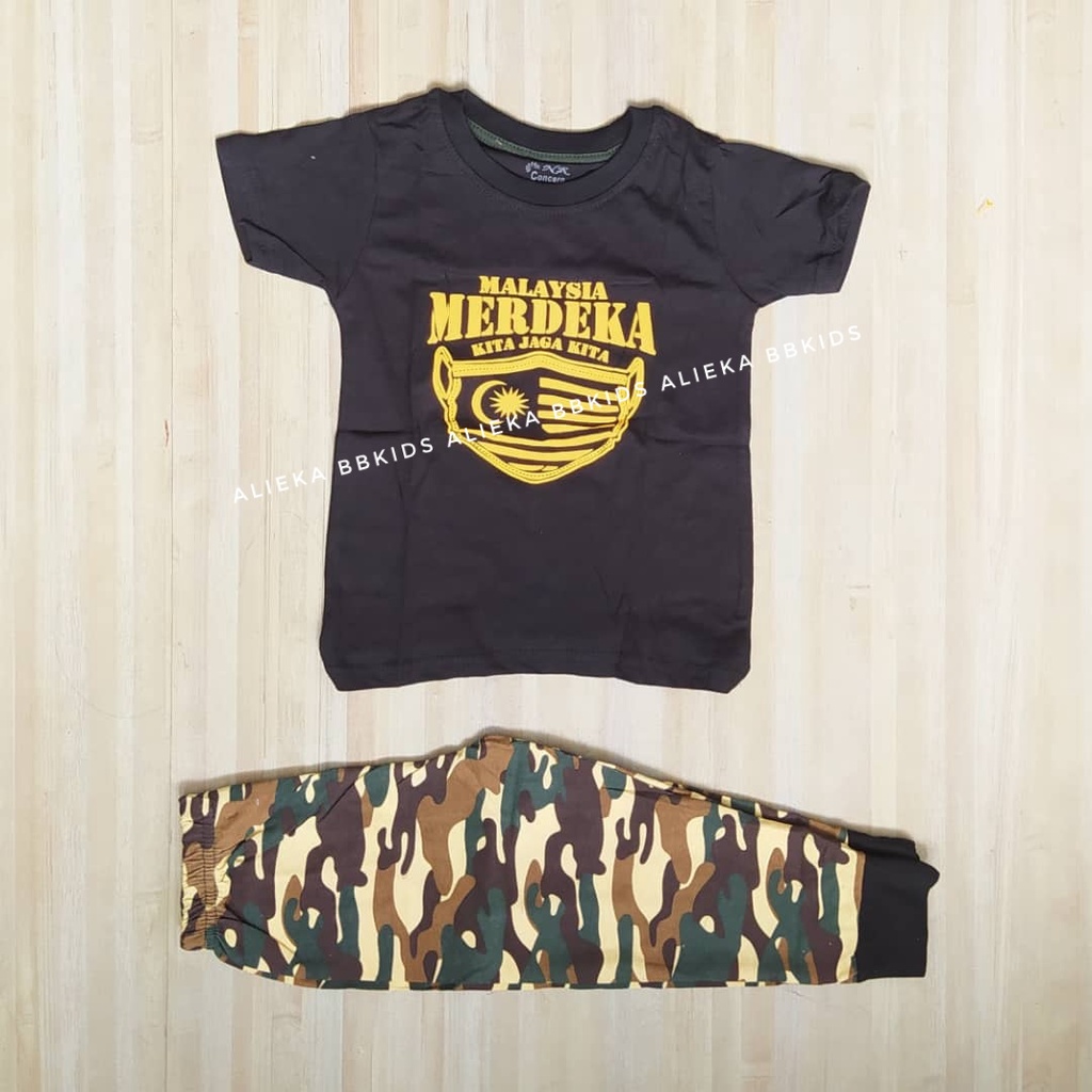 BAJU BUDAK LELAKI PEREMPUAN SET CELORENG ASKAR 1-5 TAHUN KIDS CLOTHING ...