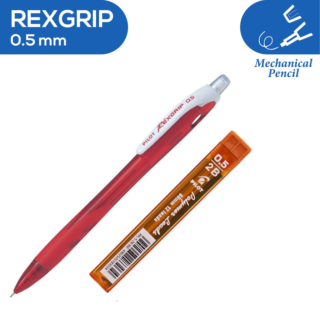 Pilot Rexgrip Mechanical Pencil 0.5 // 0.7 mm Assorted Colour Design with Mechanical Pencil ...