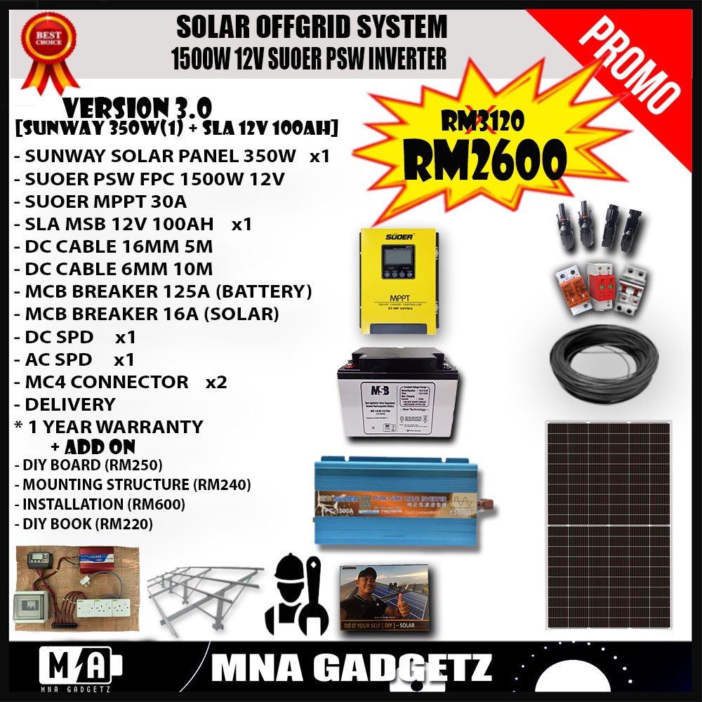 PAKEJ SOLAR UNTUK KEBUN 1000W/2000W/3000W - LAMPU + KIPAS + CAS FON ...