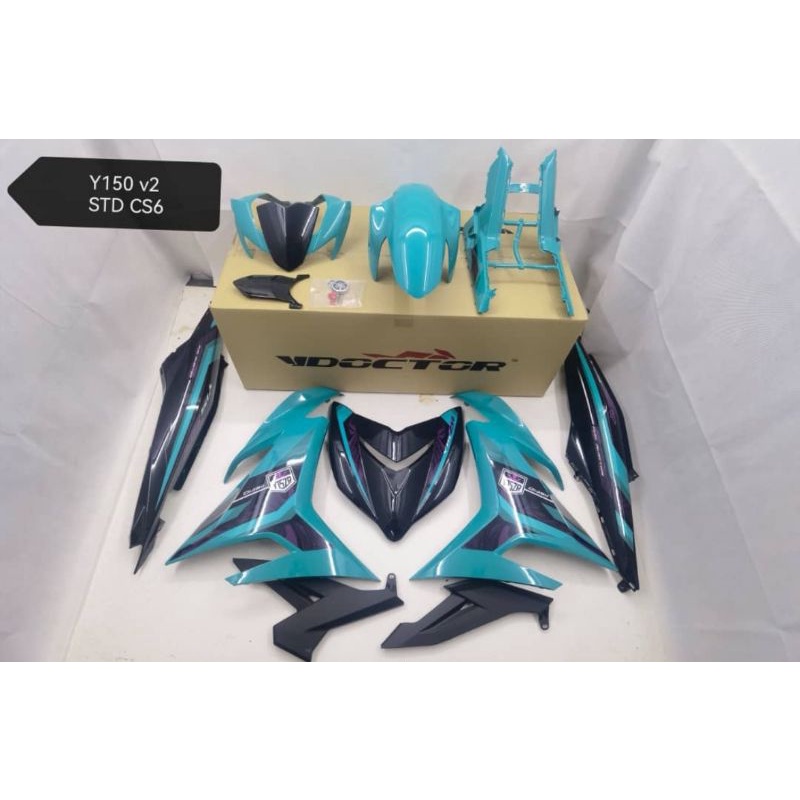 LC135 V2 V3 V4 V5 V6 V7 Y15 COVER SET COVERSET BODYSET BIRU/SLIVER RED ...