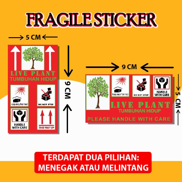 🔥 [BUY 10 + 1 ] 🔥READY STOCK🔥 STICKER FRAGILE POKOK 10 PCS /LIVE PLANT FRAGILE LOGISTICS ...