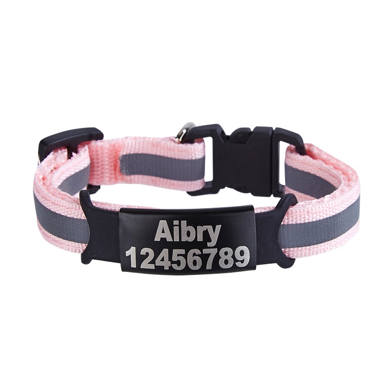 Custom ID Name Tag Cat Collar Bell Necklace Safety Reflective Nylon ...