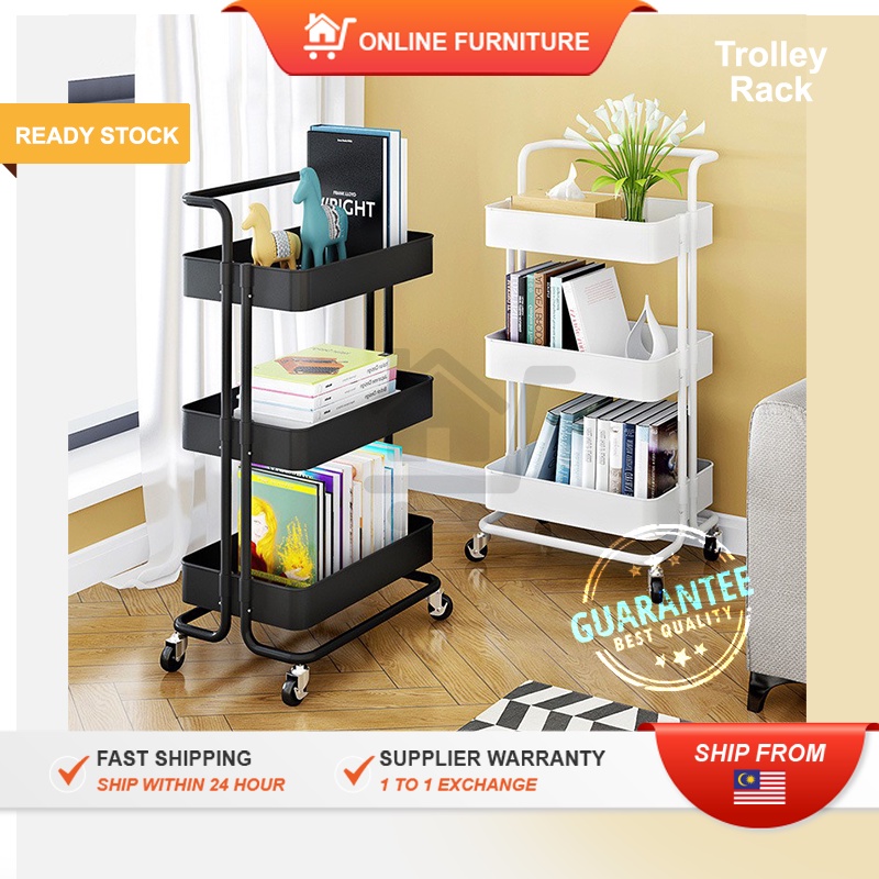 READY STOCK : Multi Function 3 Tier Trolley Storage Rack Saloon Rack ...