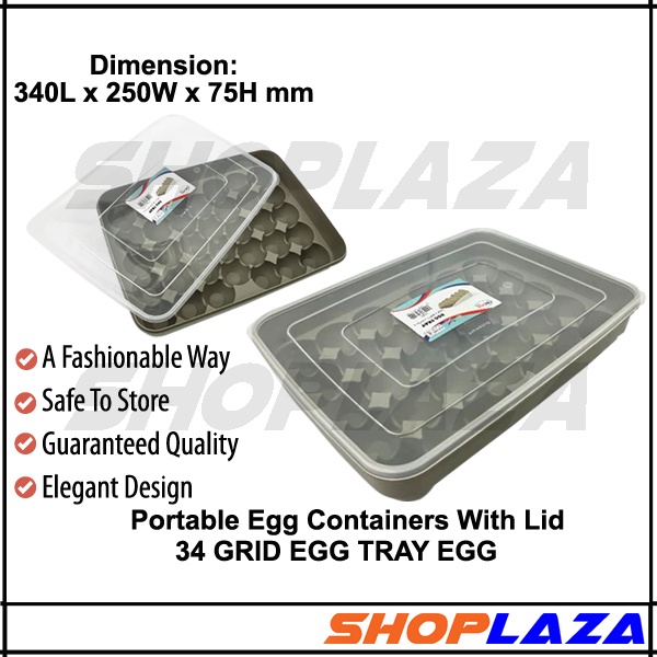 34 Grid Egg Storage Box Plastic Egg Tray with Cover / Egg Tray Egg ...