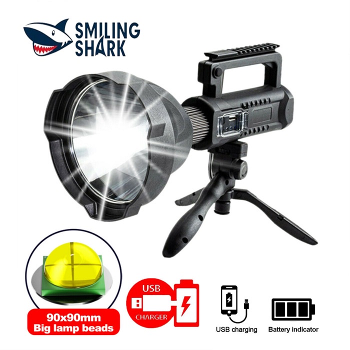Smiling Shark USB Rechargeable portable XHP70 LED Powerful Flashlight ...