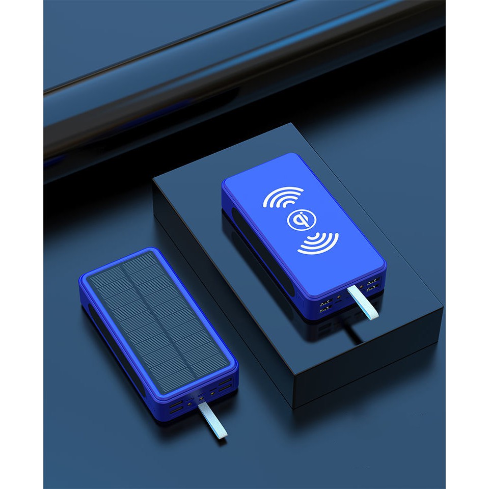 80000mAh🔥 Original Power Bank Solar Wireless powerbank Fast Charger 4 USB LED Light Powerbank ...