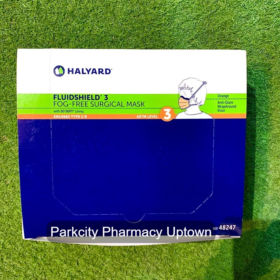 Halyard Fluid Shield 3 Fog Free Tie-On Surgical Mask with detacheable ...