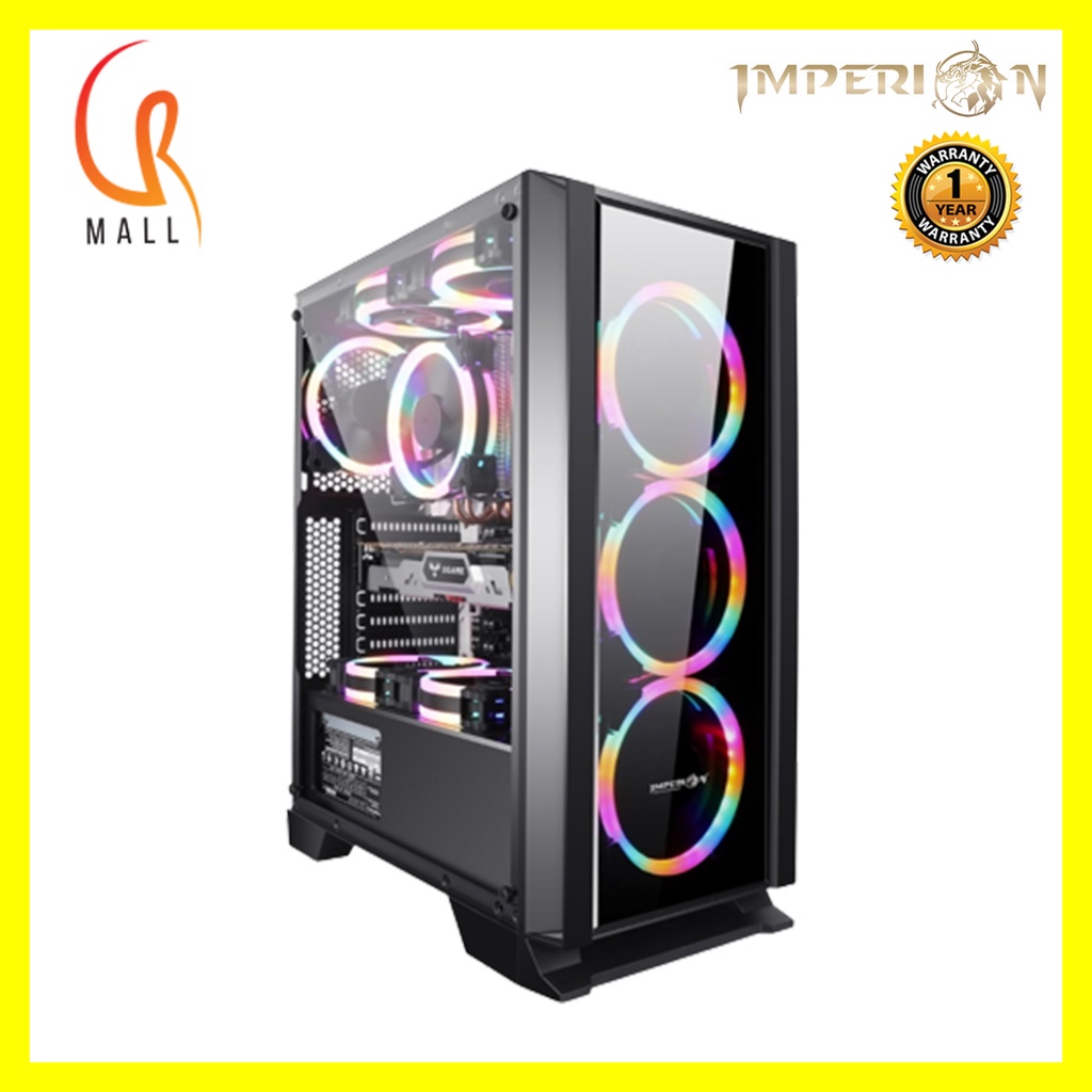 IMPERION NEO 507 TEMPERED GLASS RGB GAMING CASING - BLACK | Shopee Malaysia