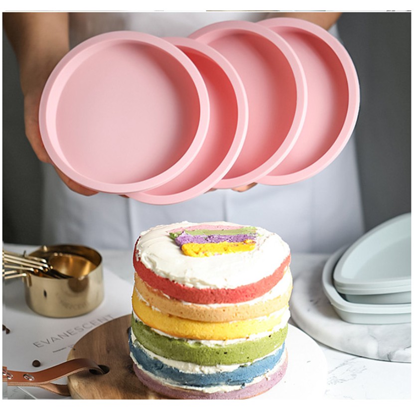 *Ready Stock* 4PCS Silicone Cake Pan Round Rainbow Cake Baking Molds ...