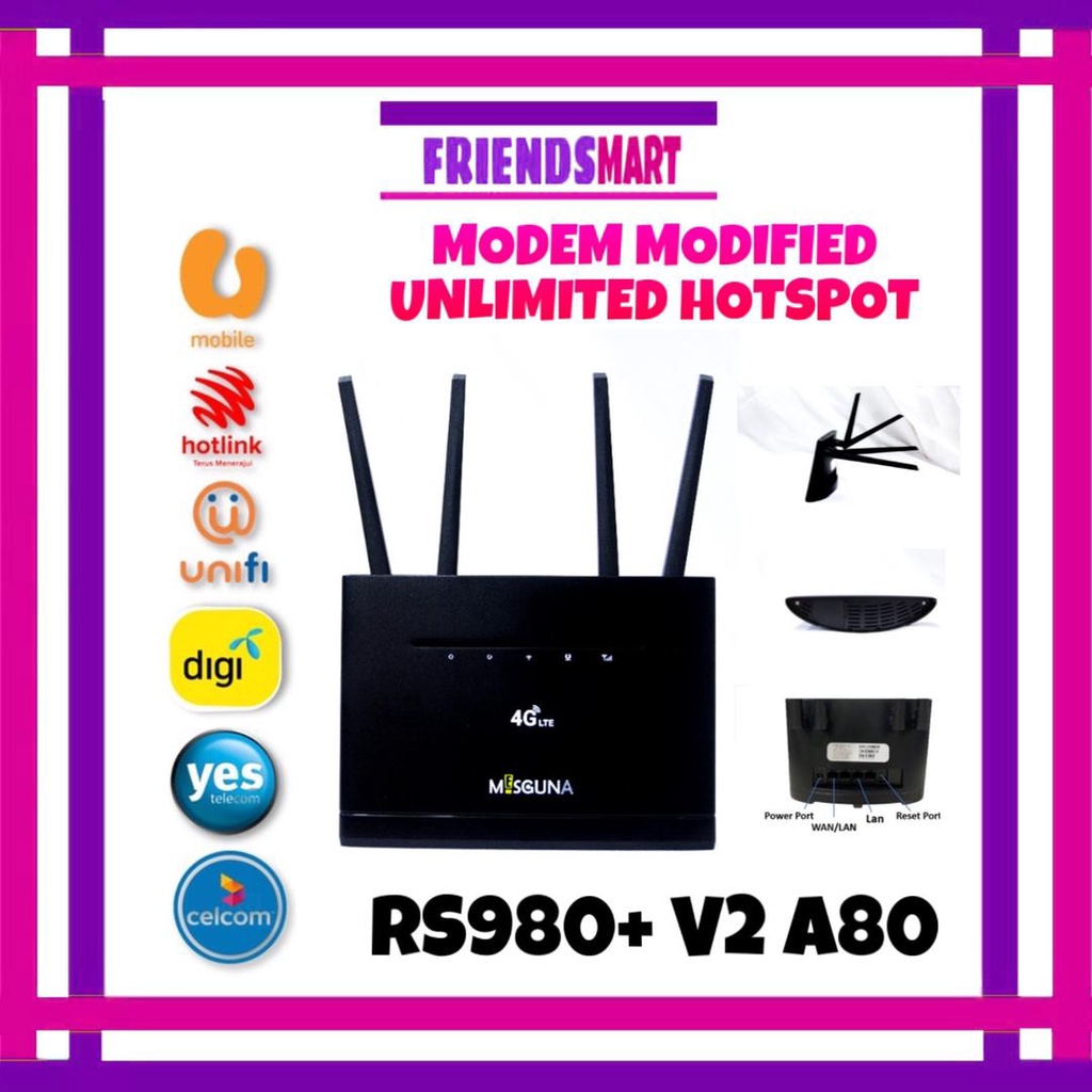 🔥READY STOCK🔥 RS980+ A80 New Modem Modified Unlimited Hotspot 🔥 version ...